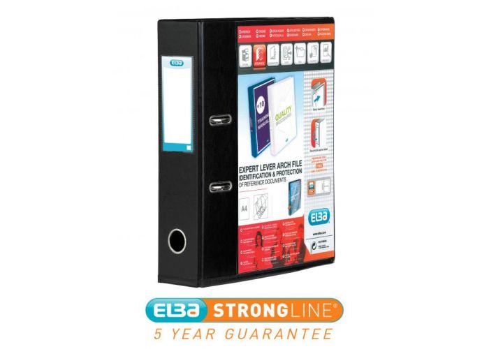 ELBA LEVER ARCH FILE WITH CLEAR PVC COVER 70MM SPINE A4 BLACK REF ...