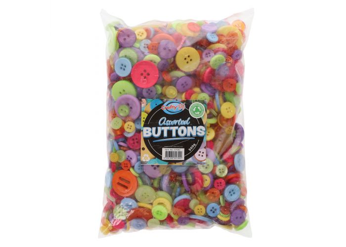 CRAFTY BITZ 500G ASSORTED BUTTONS (6 PACKS)